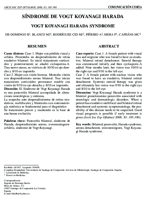 (PDF) Síndrome de Vogt Koyanagi Harada