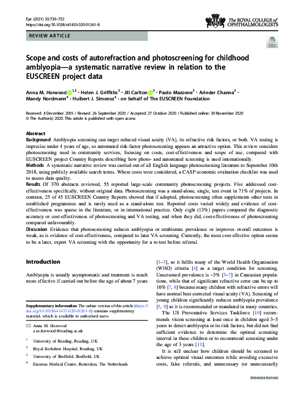 (PDF) Scope and costs of autorefraction and photoscreening for ...
