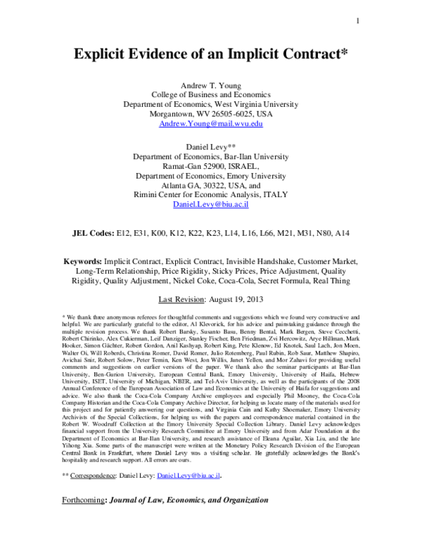 (PDF) Explicit Evidence of an Implicit Contract