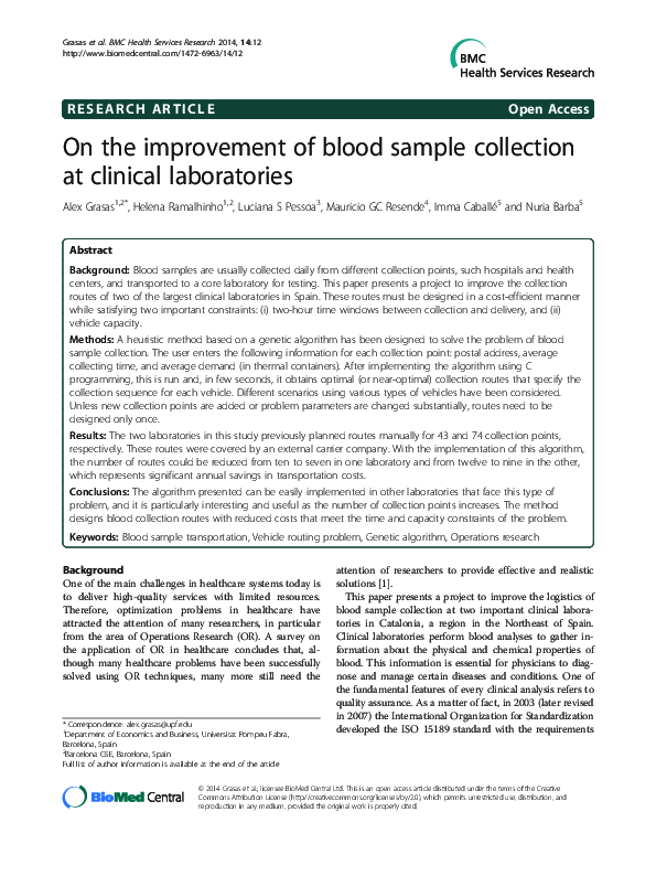 (PDF) On the improvement of blood sample collection at clinical ...