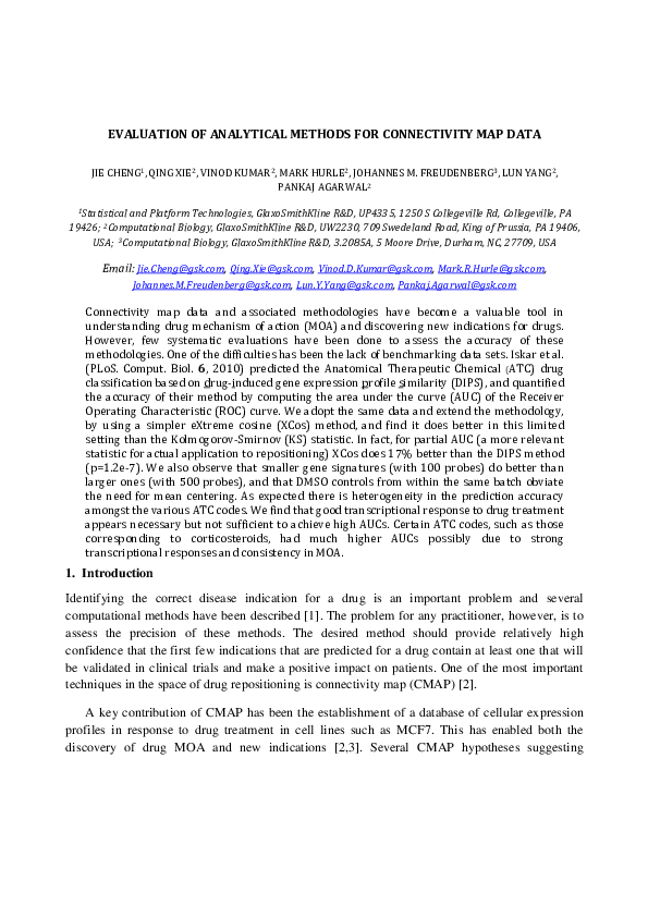 (PDF) Evaluation of Analytical Methods for Connectivity Map Data