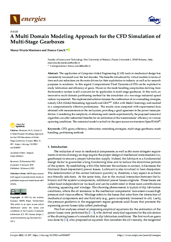Pdf A Multi Domain Modeling Approach For The Cfd Simulation Of Multi