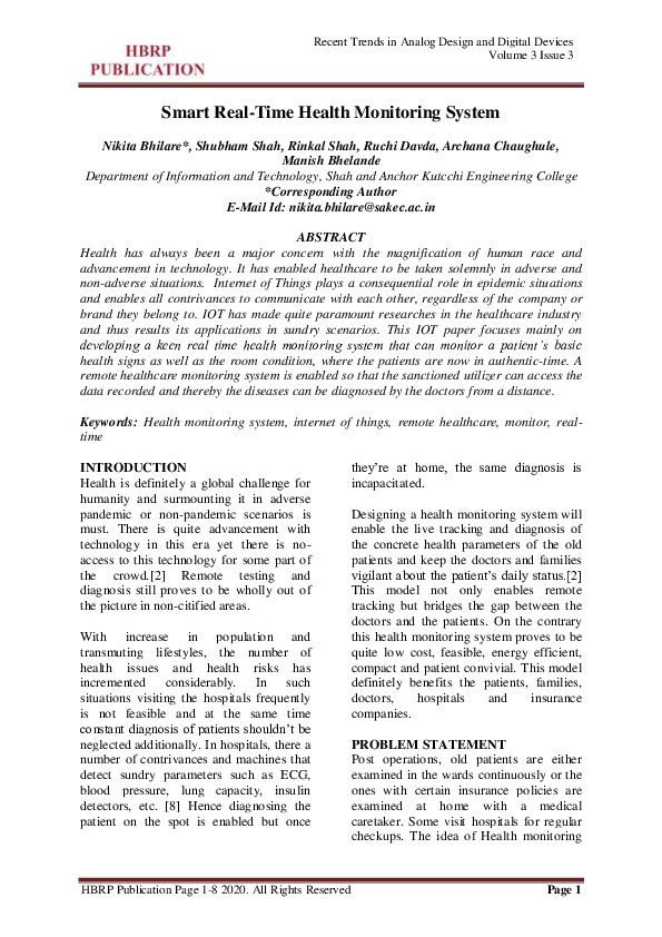(PDF) Smart Real-Time Health Monitoring System