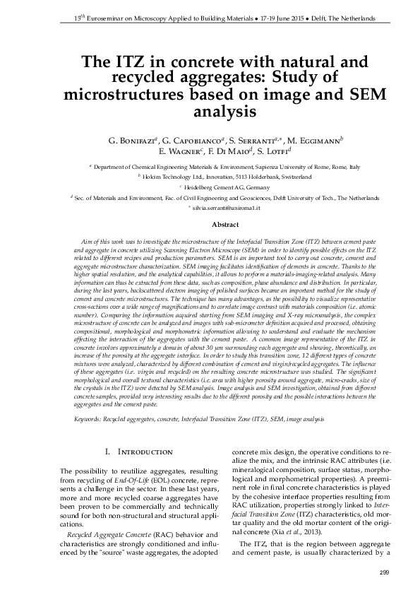 (PDF) The ITZ in concrete with natural and recycled aggregates : Study ...