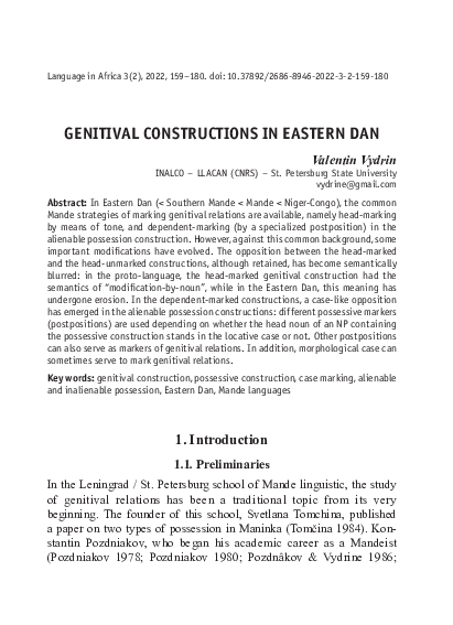 (PDF) Genitival constructions in Eastern Dan | Valentin Vydrin ...