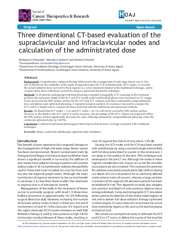 (PDF) Three dimentional CT-based evaluation of the supraclavicular and infraclavicular nodes and ...