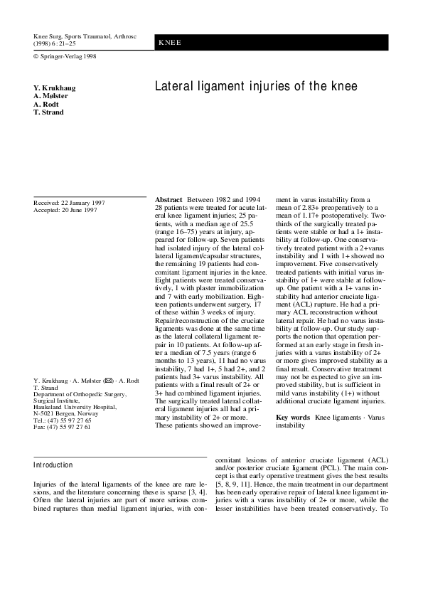 (PDF) Lateral ligament injuries of the knee