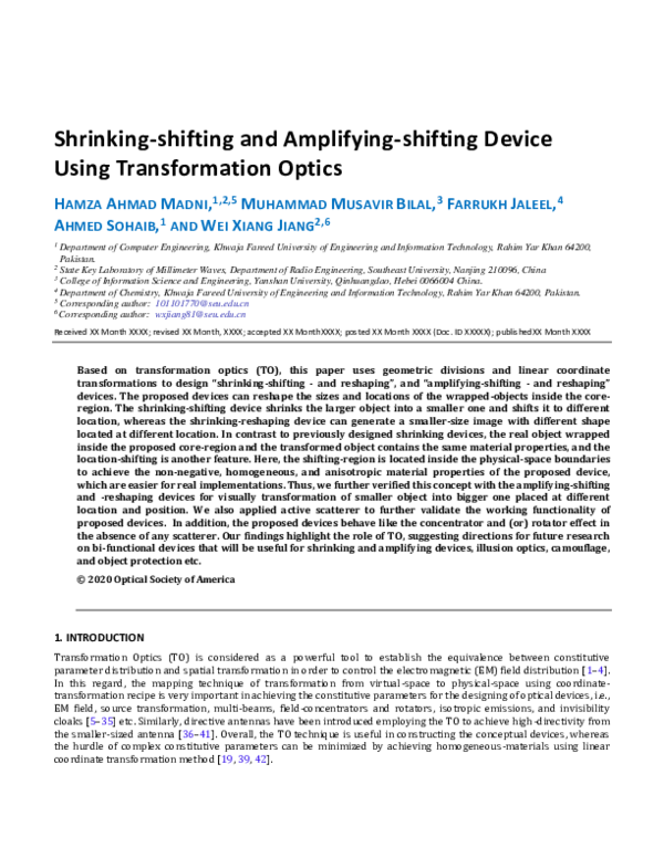 (PDF) Shrinking-shifting and amplifying-shifting device using ...