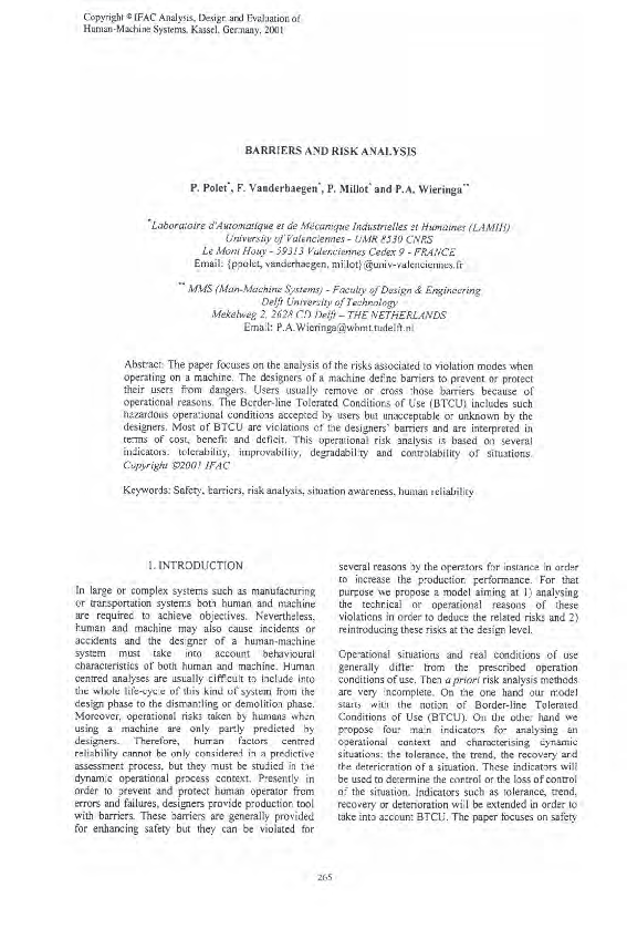 (PDF) Barriers and Risk Analysis