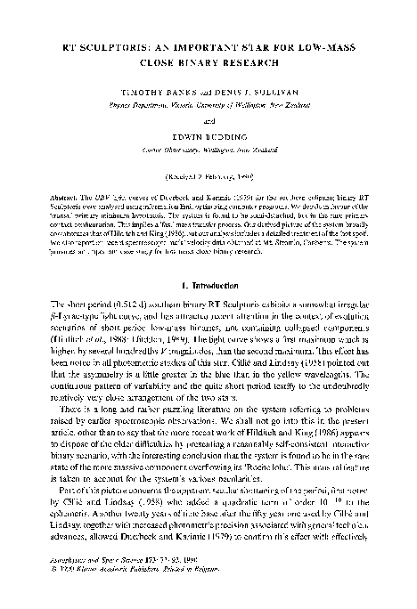 (PDF) RT sculptoris: An important star for low-mass close binary research