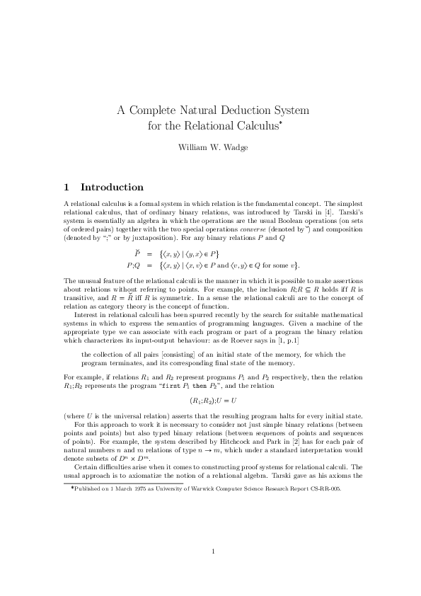 (PDF) A complete natural deduction system for the relational calculus