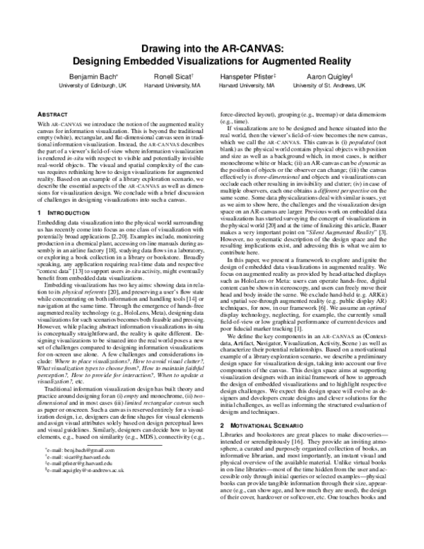(PDF) Drawing into the AR-CANVAS : Designing Embedded Visualizations for Augmented Reality
