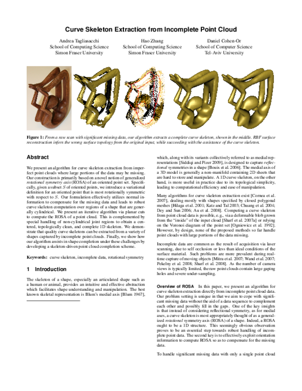 Pdf Robust Curve Skeleton Extraction From Partial Point Clouds