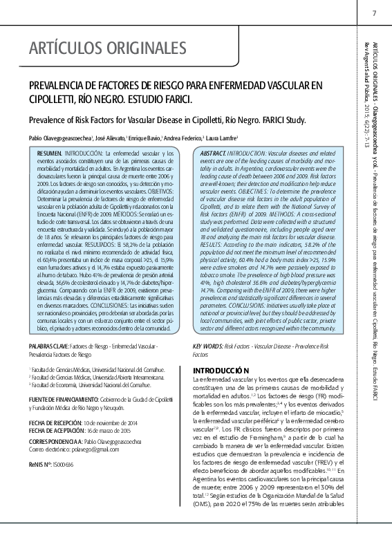 (PDF) Prevalencia de factores de riesgo para enfermedad vascular en ...