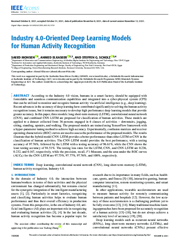 Pdf Industry 4 0 Oriented Deep Learning Models For Human Activity Recognition