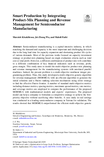 Pdf Smart Production By Integrating Product Mix Planning And Revenue