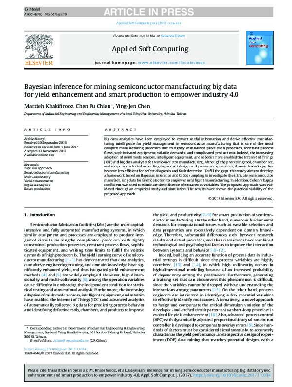 Pdf Bayesian Inference For Mining Semiconductor Manufacturing Big