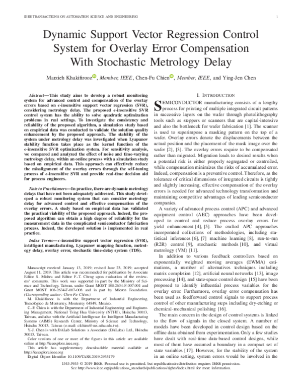 (PDF) Dynamic Support Vector Regression Control System for Overlay Error Compensation With ...