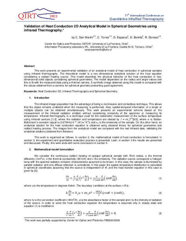 (PDF) Validation of Heat Conduction 2D Analytical Model in Spherical ...