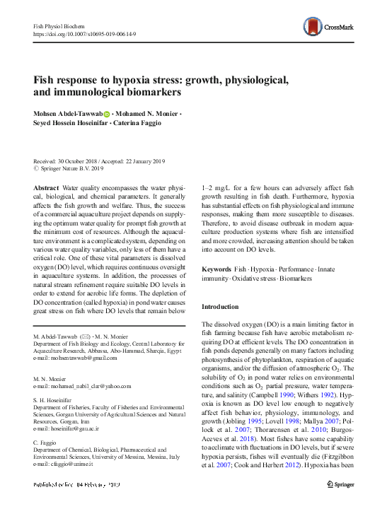 (PDF) Fish response to hypoxia stress: growth, physiological, and ...