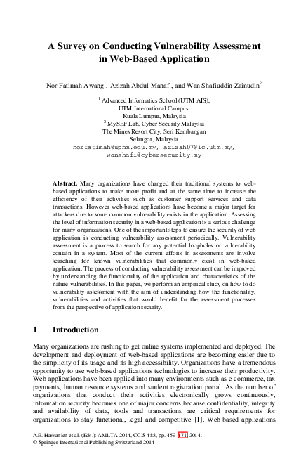 (PDF) A Survey on Conducting Vulnerability Assessment in Web-Based ...