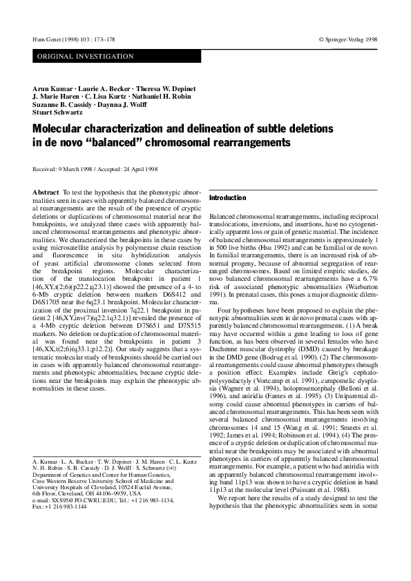 (PDF) Molecular characterization and delineation of subtle deletions in ...