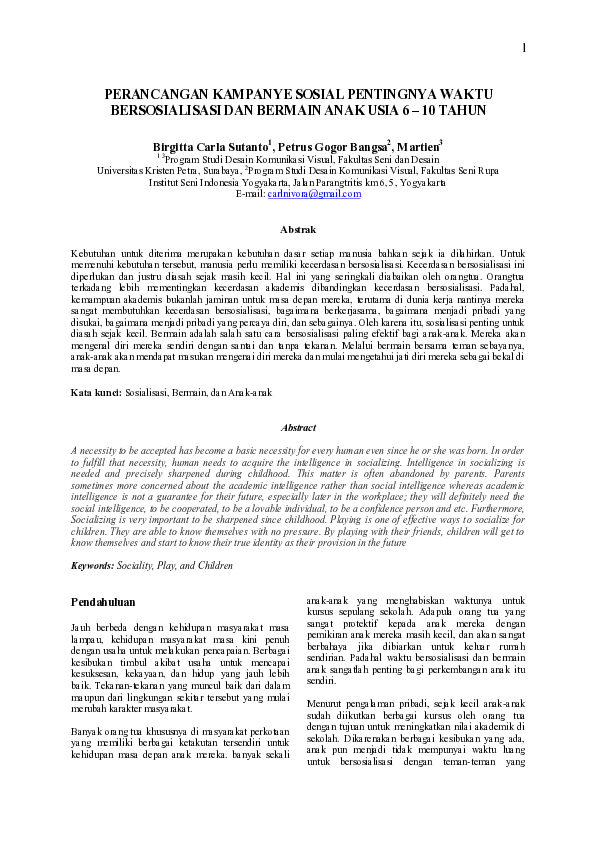 Pdf Perancangan Kampanye Sosial Pentingnya Waktu Bersosialisasi Dan