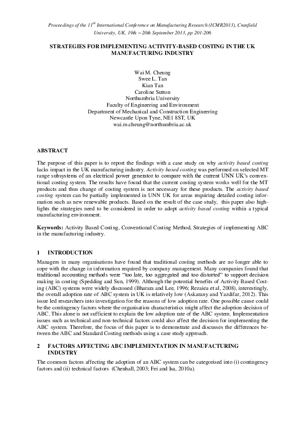 (PDF) Strategies for Implementing Activity-Based Costing in the UK ...