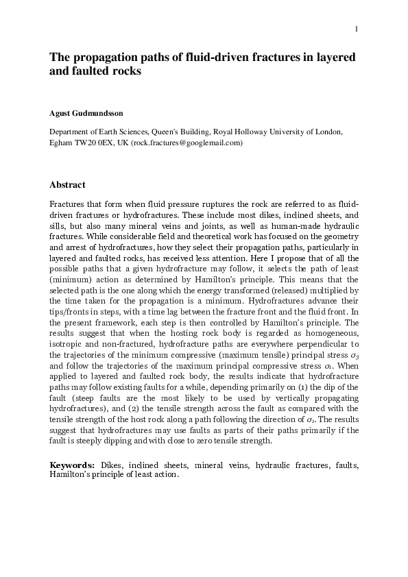 (PDF) The propagation paths of fluid-driven fractures in layered and faulted rocks