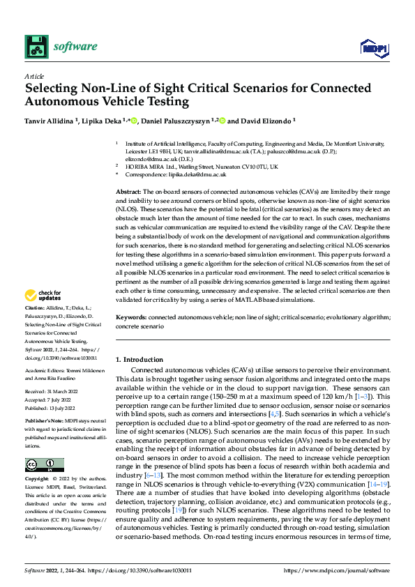 (PDF) Selecting Non-Line of Sight Critical Scenarios for Connected ...