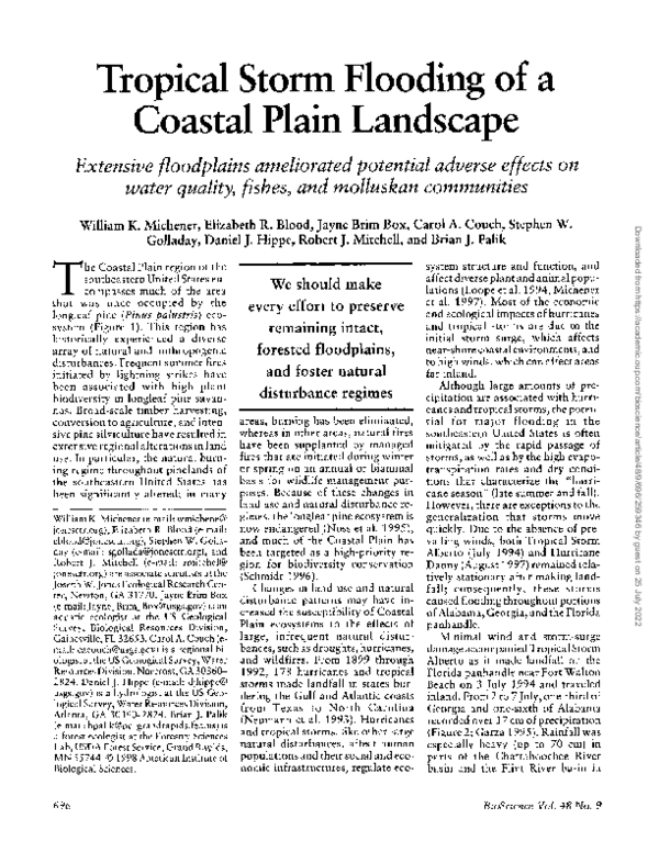 (PDF) Tropical Storm Flooding of a Coastal Plain Landscape