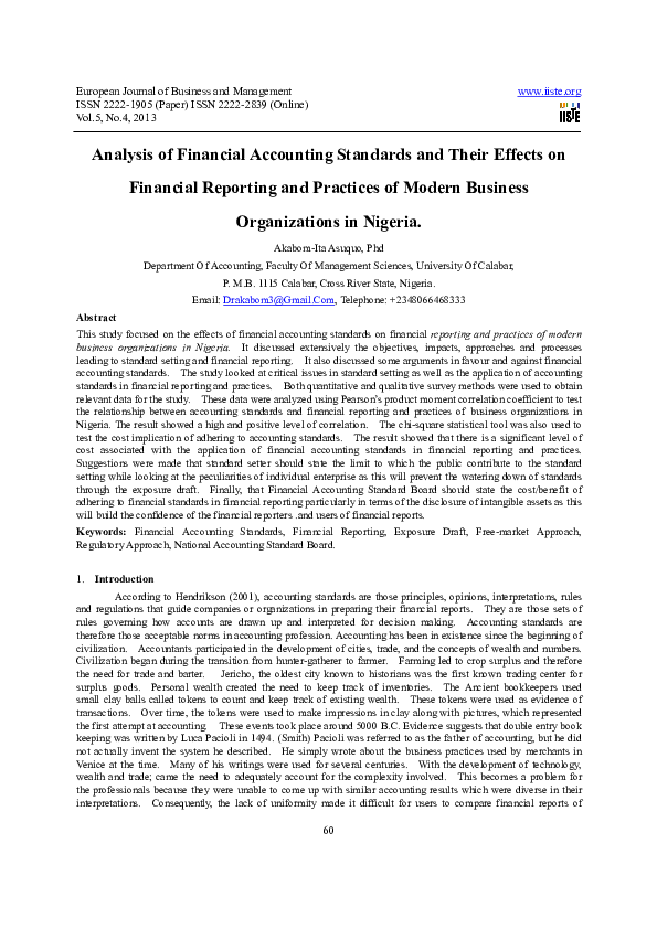 (PDF) Analysis of Financial Accounting Standards and Their Effects on ...