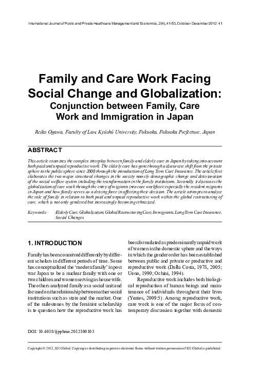 (PDF) Family and Care Work Facing Social Change and Globalization