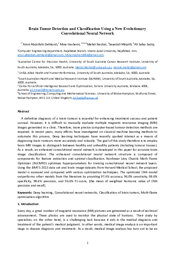 Pdf Brain Tumor Detection And Classification Using A New Evolutionary