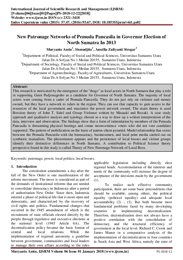 (PDF) New Patronage Networks of Pemuda Pancasila in Governor Election ...
