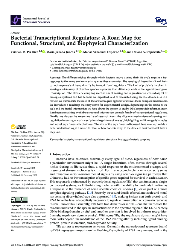 (PDF) Bacterial Transcriptional Regulators: A Road Map for Functional ...