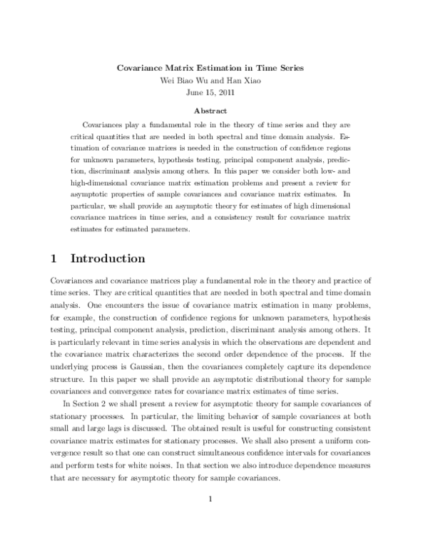 Pdf Covariance Matrix Estimation In Time Series 8345
