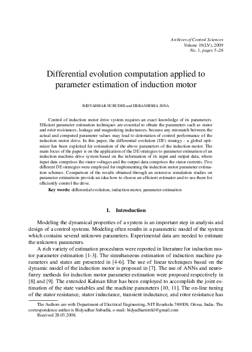 (PDF) Differential evolution computation applied to parameter ...