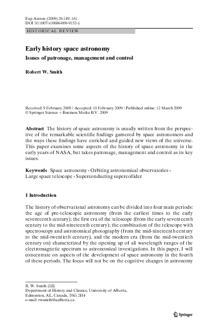 (PDF) Early history space astronomy