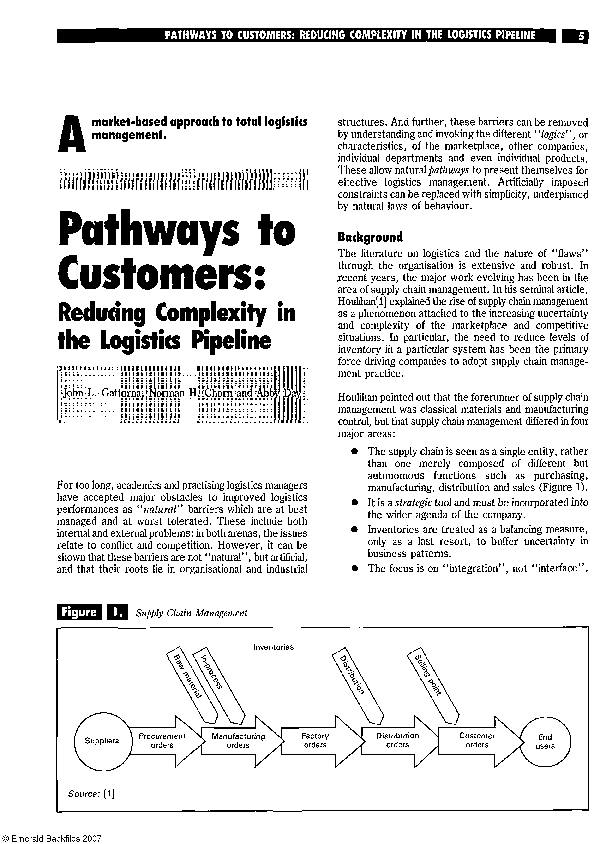(PDF) Pathways to Customers: Reducing Complexity in the Logistics Pipeline