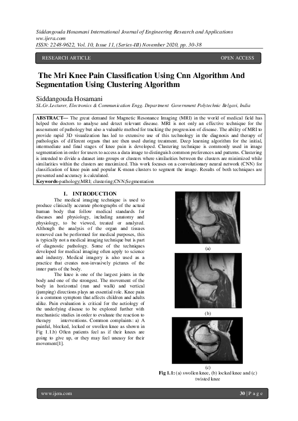 (PDF) The Mri Knee Pain Classification Using Cnn Algorithm And ...