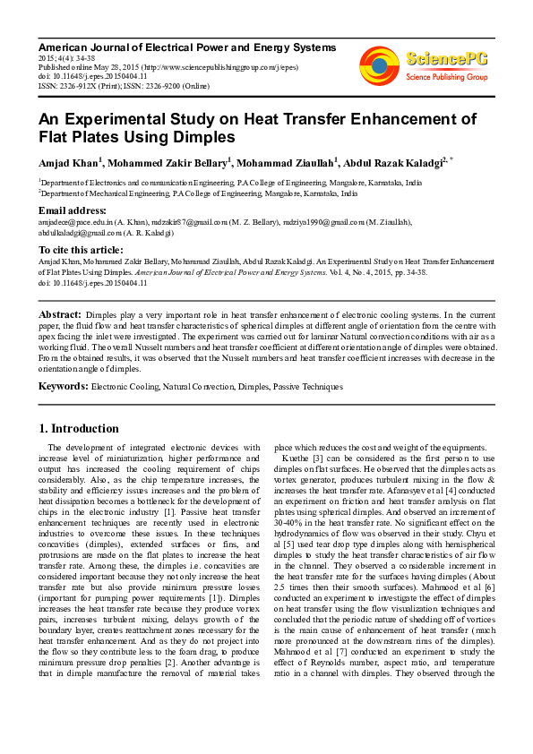 (PDF) An Experimental Study on Heat Transfer Enhancement of Flat Plates ...