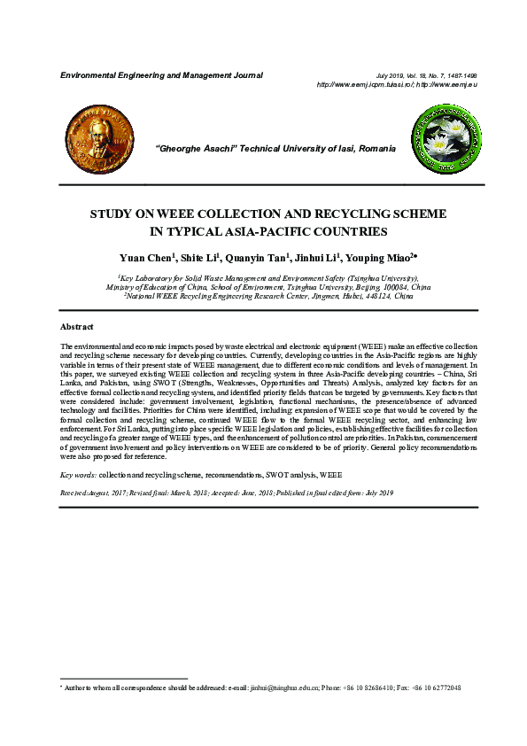 (PDF) Study on Weee Collection and Recycling Scheme in Typical Asia-Pacific Countries
