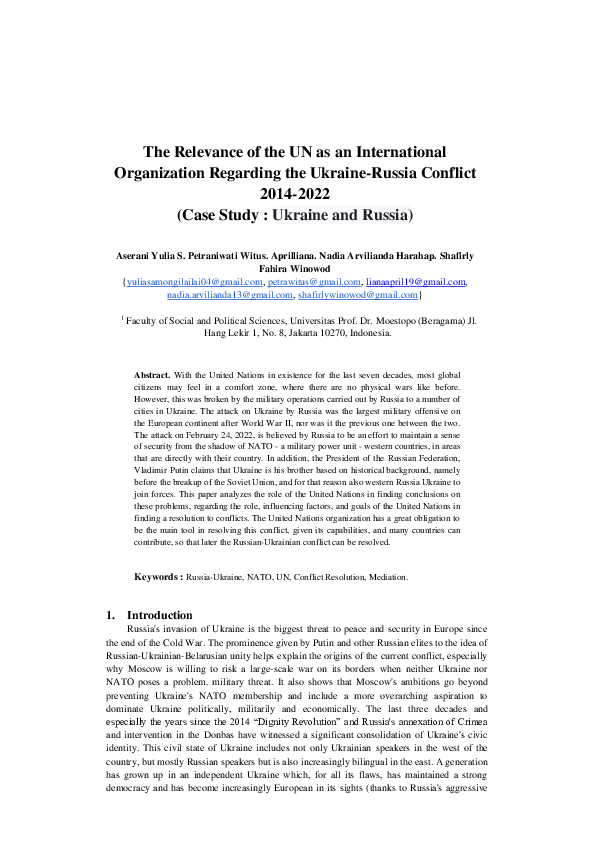 (PDF) The Relevance of the UN as an International Organization ...