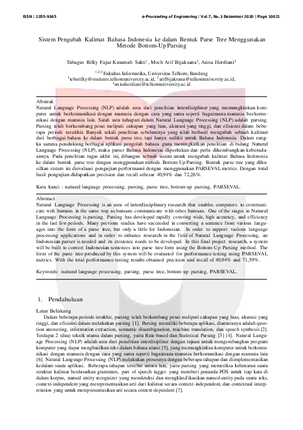 (PDF) Sistem Pengubah Kalimat Bahasa Indonesia ke dalam Bentuk Parse ...