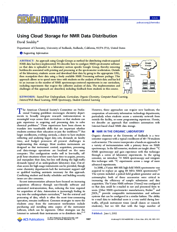 (PDF) Using Cloud Storage for NMR Data Distribution