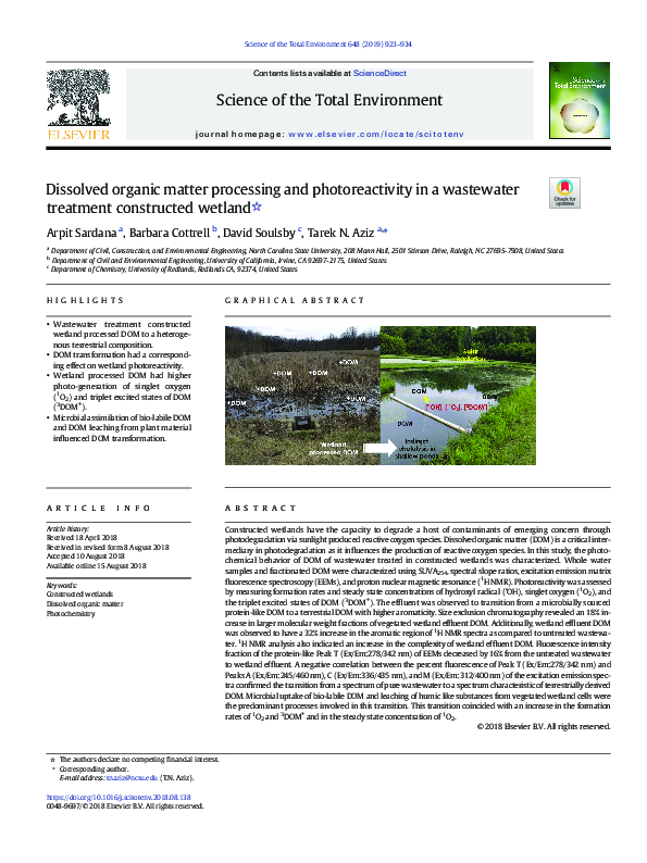 (PDF) Dissolved organic matter processing and photoreactivity in a wastewater treatment ...