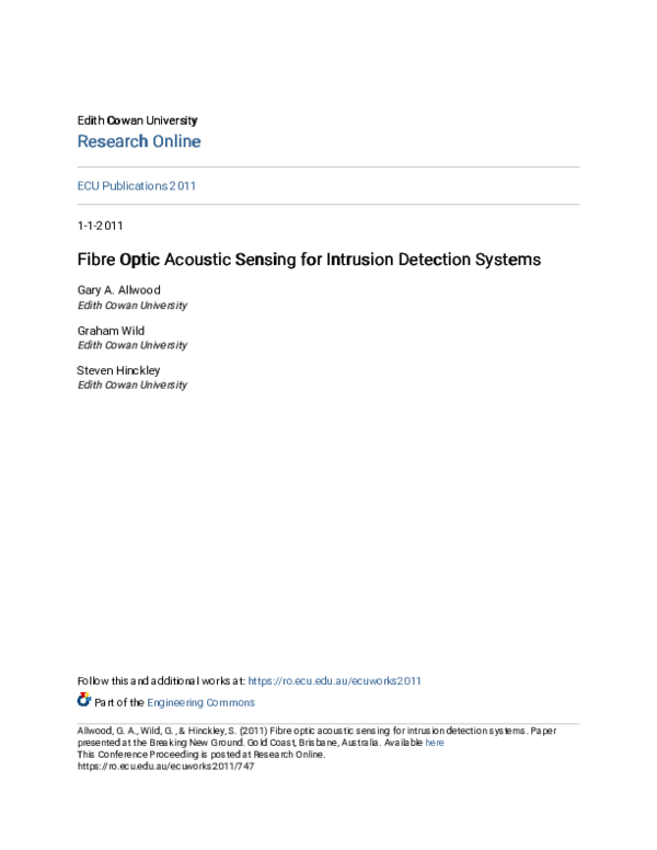 (PDF) Fibre Optic Acoustic Sensing for Intrusion Detection Systems