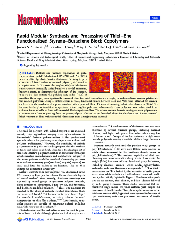 (PDF) Rapid Modular Synthesis and Processing of Thiol–Ene ...