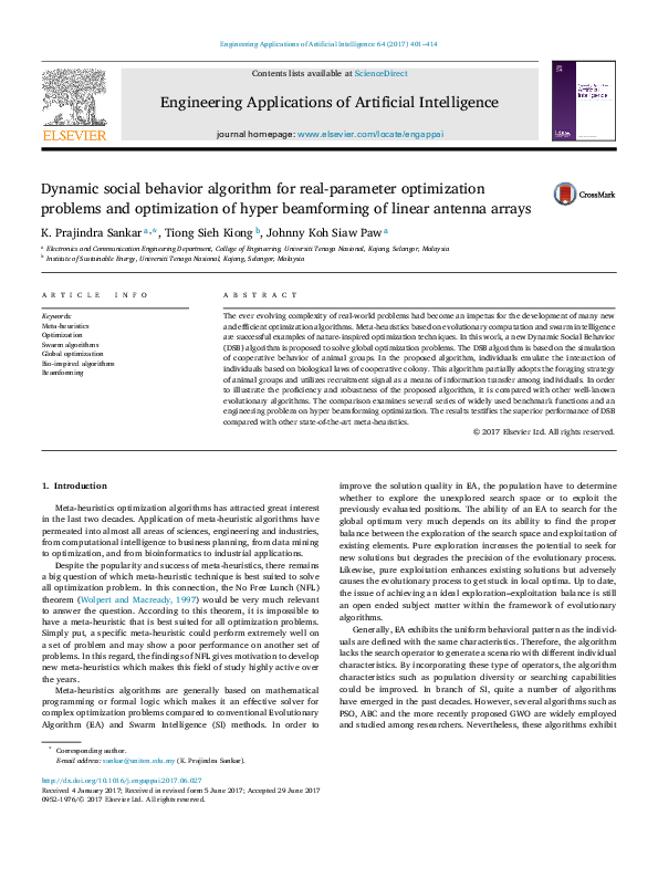 (PDF) Dynamic social behavior algorithm for real-parameter optimization problems and ...